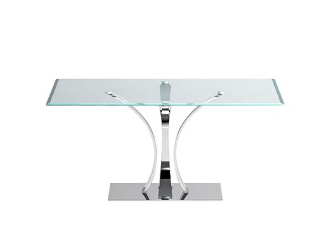 Contemporary Rectangular Glass Dining Table W Steel Pedestal Base