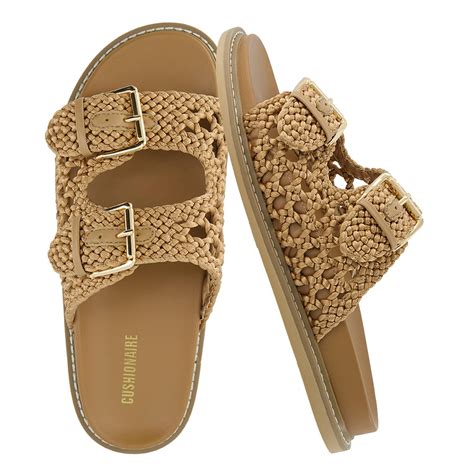 Cushionaire Summer Sandals Woven Raffia Slip On