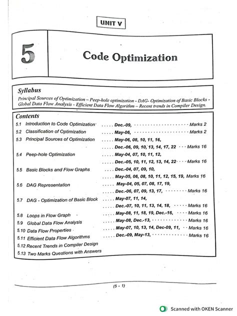 Cd Unit 5 Code Optimization Pdf