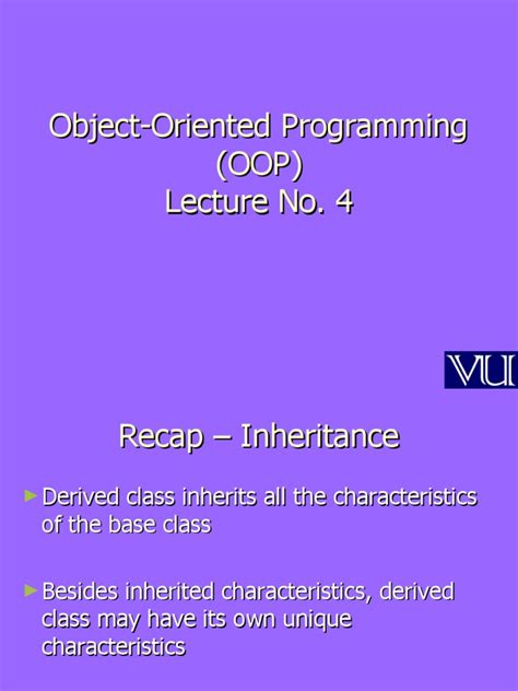 Object Oriented Programming Oop Lecture No 4 Download Free Pdf