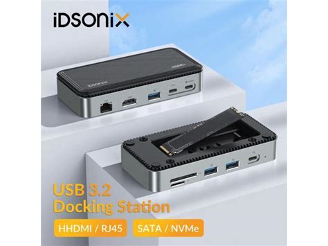 Idsonix Usb Hub With M 2 Nvme Ssd Enclosure Docking Station Adapter To Hdmi Compatible Card