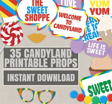 35 Candyland Photo Booth Printable Props Sweet Shoppe Props Etsy Uk