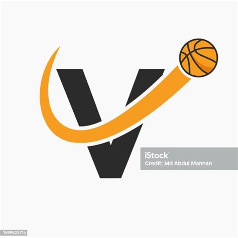편지 V 개념에 농구 로고 바스켓 클럽 심볼 벡터 템플릿 경기 스포츠에 대한 스톡 벡터 아트 및 기타 이미지 경기 스포츠 경쟁 공 스포츠 장비 Istock