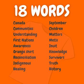 Orange Shirt Day Activity Word Search Awareness Activity Printables