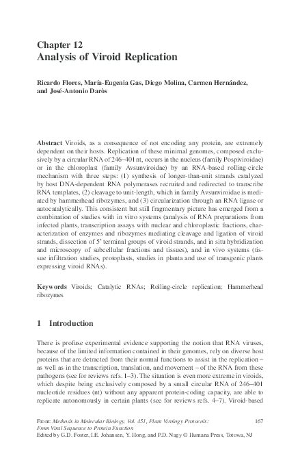 Pdf Analysis Of Viroid Replication