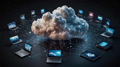 Digital Cloud With Interconnected Devices And Streaming Data Stock Illustration Illustration