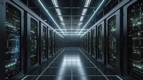 Premium Ai Image Big Data Center Technology Warehouse With Servers Info