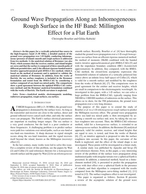 Pdf Ground Wave Propagation Along An Inhomogeneous Rough Surface In