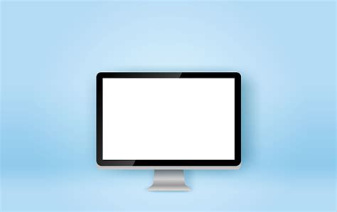 사실적인 컴퓨터 모니터가 격리되었습니다 Pc는 파란색 배경에 조롱 모니터 화면 사무실 개체 비즈니스 데스크톱 장치 개인 기술 창조적 인 종이 컷 및 공예 스타일 벡터