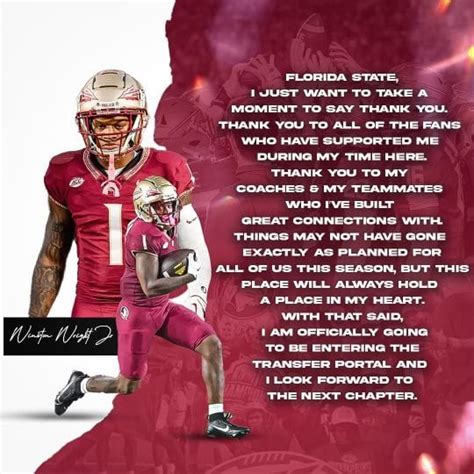Wr Winston Wright Jr Officially Enters The Transfer Portal R Fsusports