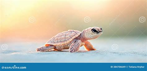 Tiny Sea Turtle Hatchling Overcoming Obstacles On Its Hard Journey To
