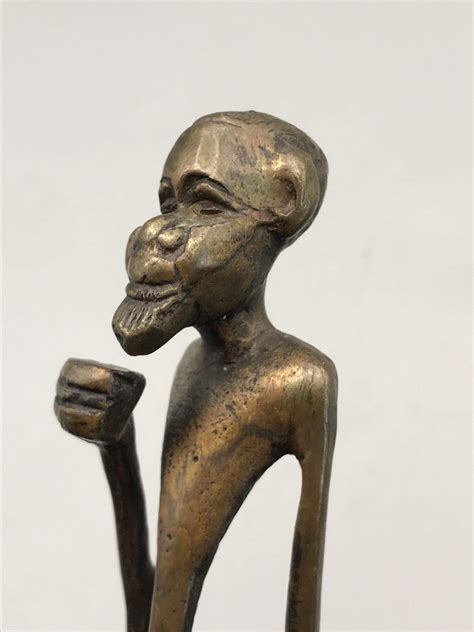 Antique Benin Bronze Sculpture Elongated African Man 1075 Tall