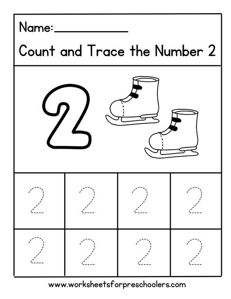 Count And Trace The Number 2 Winter Worksheet For Preschool