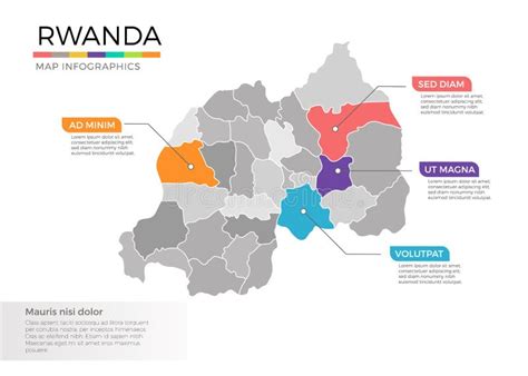 Rwanda Map Infographics Vector Template With Regions And Pointer Marks