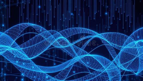 Futuristic Blue Waves With Glowing Particles Create Mesmerizing Visual Effect Representing