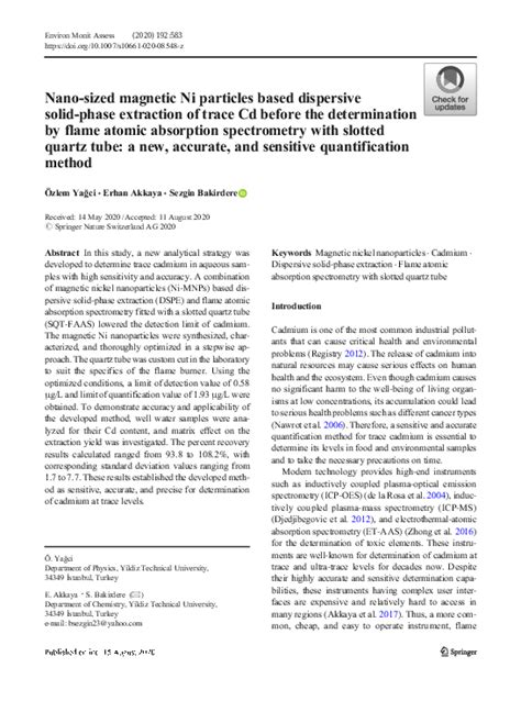 Pdf Nano Sized Magnetic Ni Particles Based Dispersive Solid Phase Extraction Of Trace Cd