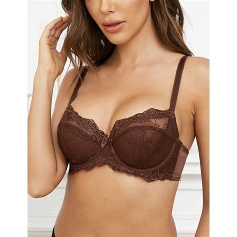 Wingslove Womens Sexy Lace Push Up Bra Plus Size Embroidered Sheer