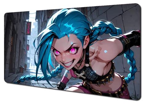 Sexy Jinx Smirk Mouse Pad Nsfw Xxl Anime Gamer Desk Mat Anime Snacks