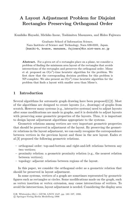 Pdf A Layout Adjustment Problem For Disjoint Rectangles Preserving