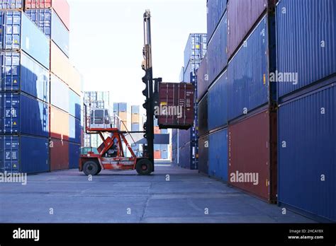 Containers Loading On Harbor Port Stock Photo Alamy