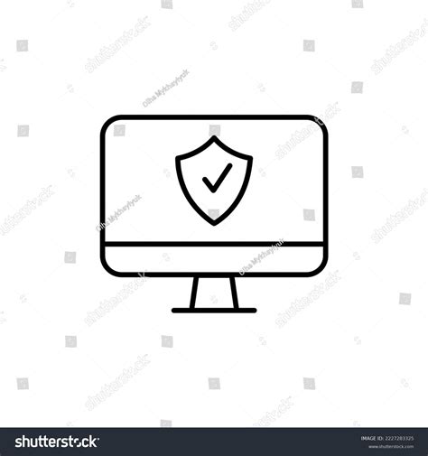Shield Check Mark On Computer Screen Stock Vector Royalty Free Shutterstock