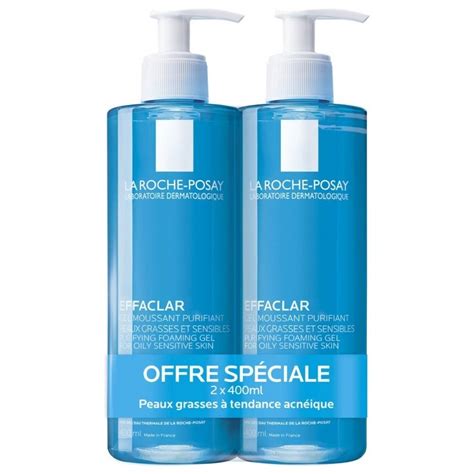 Gel moussant purifiant EFFACLAR LA ROCHE POSAY Lot de 2 , peaux grasses