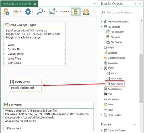 using opc router to log opc data to json files without code