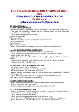 Bca Smu Solved Assignments PDF