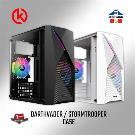 Keytech Darthvader Black Stormtrooper White W 2 Rgb Fans Flow Tempered Matx Storm Trooper