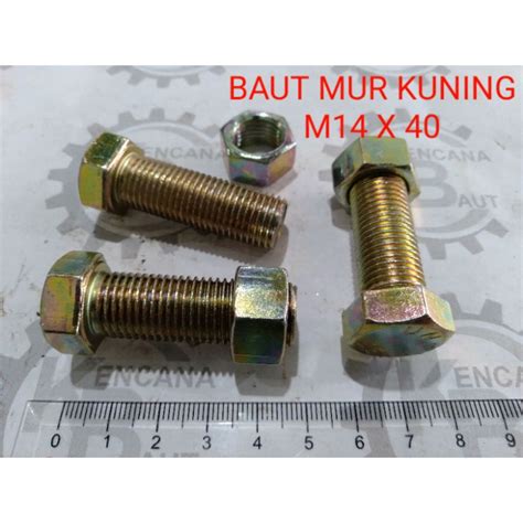 Jual Baut Mur M14 X 40 Kuning Shopee Indonesia