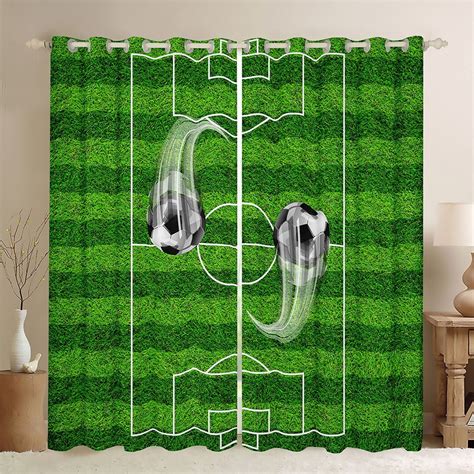 Soccer Handmade Window Curtain Set Sports Ball Game Football Sporting
