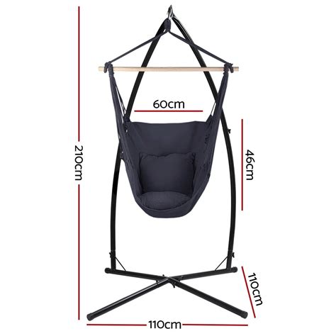 Gardeon Hammock Chair Outdoor Camping Hanging With Steel Stand Grey