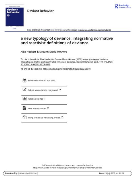 Pdf A New Typology Of Deviance Integrating Normative And Reactivist