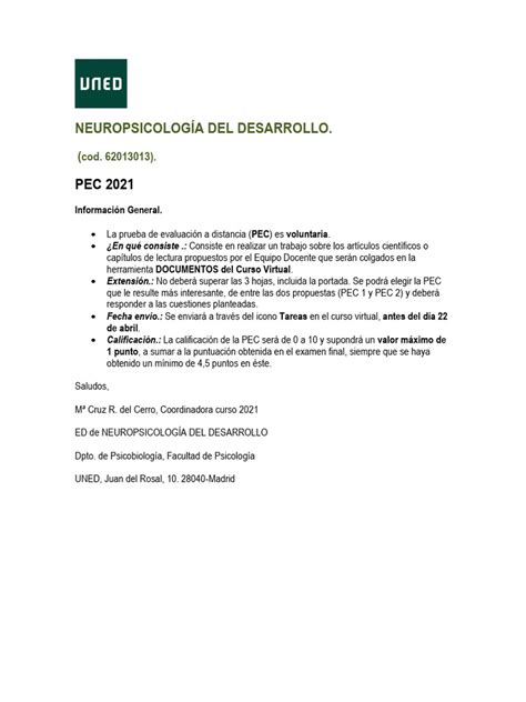 Pec Neuropsicologia Dllo Uned Pdf