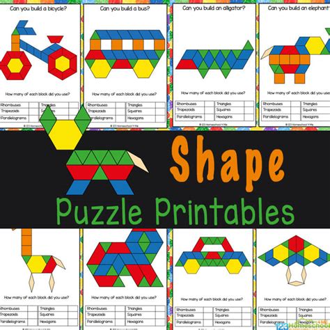 Shape Pattern Block Pictures Math Activity Free Printable