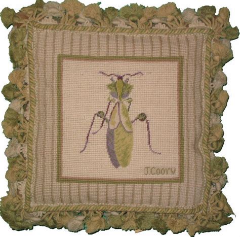 Grasshopper Needlepoint Pillow Village House Pillows