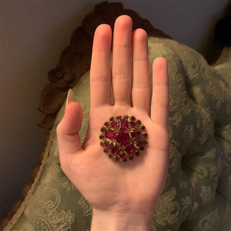 Antique Victorian Faux Ruby Pin Brooch Depop