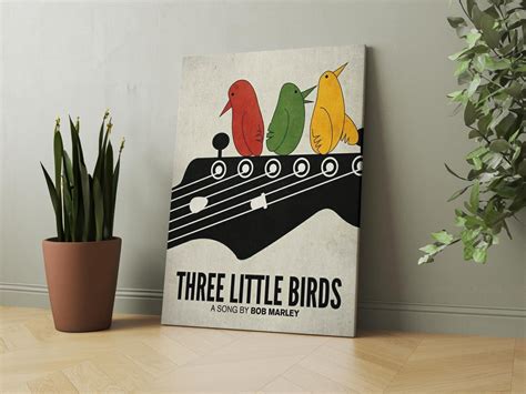 Bob Marley Three Little Birds Inspired Canvas Wall Art 1970s Vintage