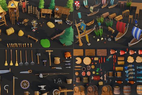Medieval Megapack Low Poly 3d 小道具 Unity Asset Store