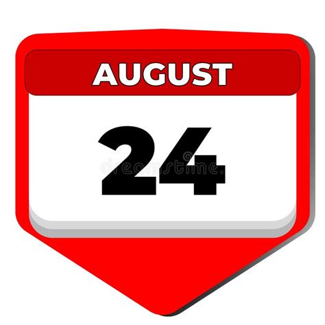 24 August Vector Icon Calendar Day 24 Date Of August Twenty Fourth