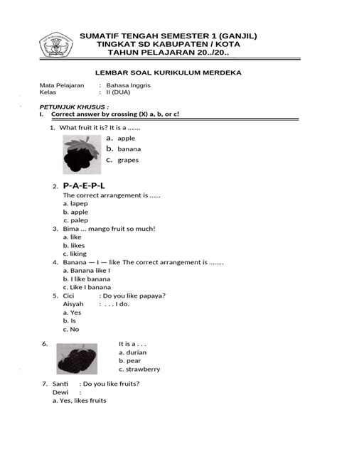 Sts 1 Kelas Ii Bahasa Inggris Pdf
