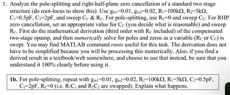 Analyze The Pole Splitting And Right Half Plane Zero