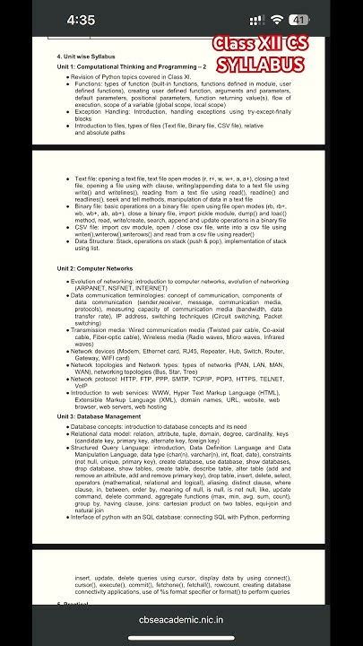 Class 12 Cs Syllabus 2025 26 In 60 Seconds Cbse Computer Science Full