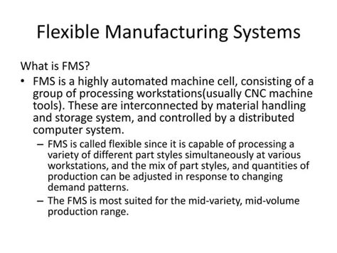 Flexible Manufacturing Systems Fms Pdf