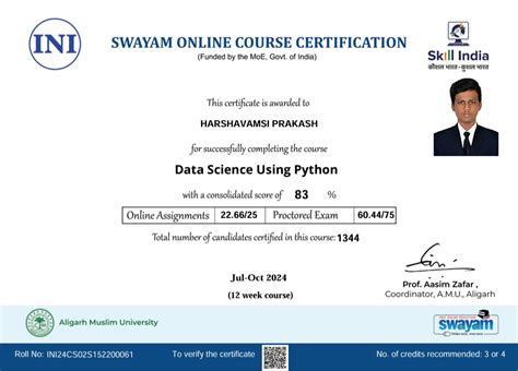 Excited To Share My Latest Achievement Successfully Completed The Swayam Data Science Using