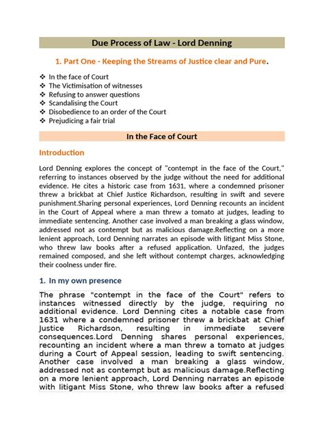 Lord Denning On Due Process And Contempt Pdf Contempt Of Court
