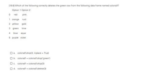 Solved 186 Which Of The Following Correctly Deletes The