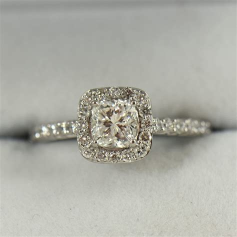 Square Cushion Cut Diamond Halo Engagement Ring Exquisite Jewelry For