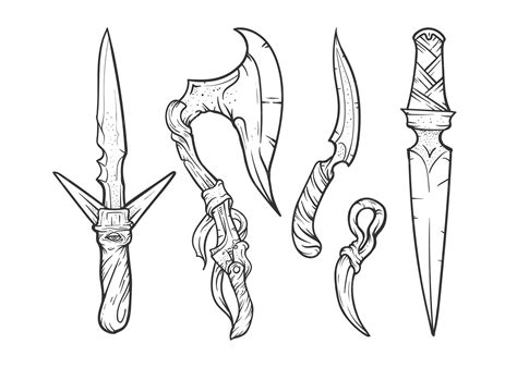Premium Vector Ancient Weapons Set Vector Hand Drawn Illustration