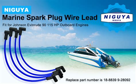 Niguya 4 Wire Set Marine Spark Plug Wire Lead Fit For
